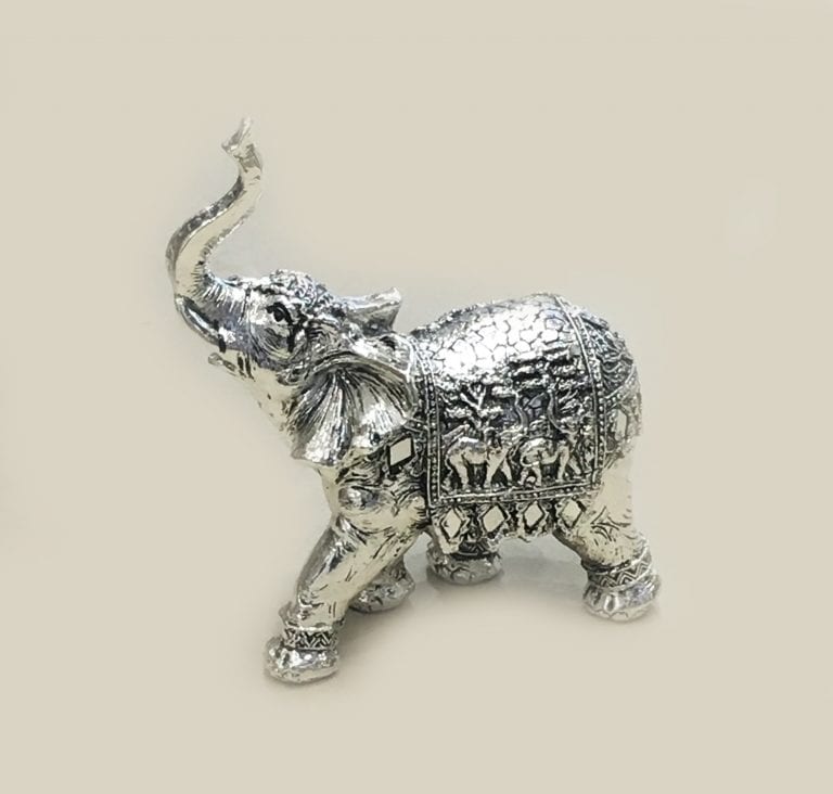 Unique Silver Elephant with trunk up – 5.5 inch … Resin Silver ...