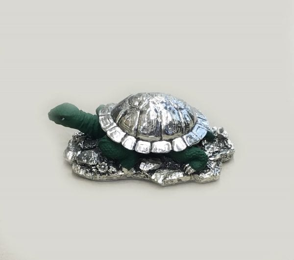 Super Silver Turtle Gift in Green Finish (Kachua)- 7.5 Inch Long ...