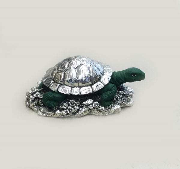 Super Silver Turtle Gift in Green Finish (Kachua)- 7.5 Inch Long ...