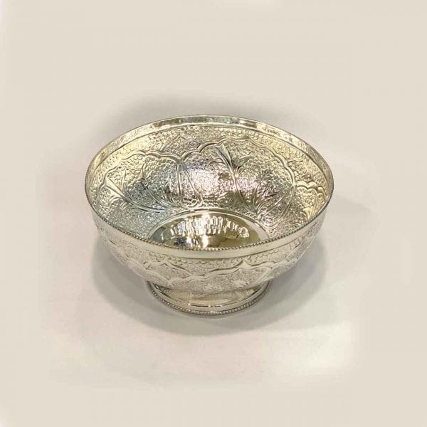 Large Pure Silver Bowl with Base | 9 Inch Size | BELIRAMS SILVER GIFTS