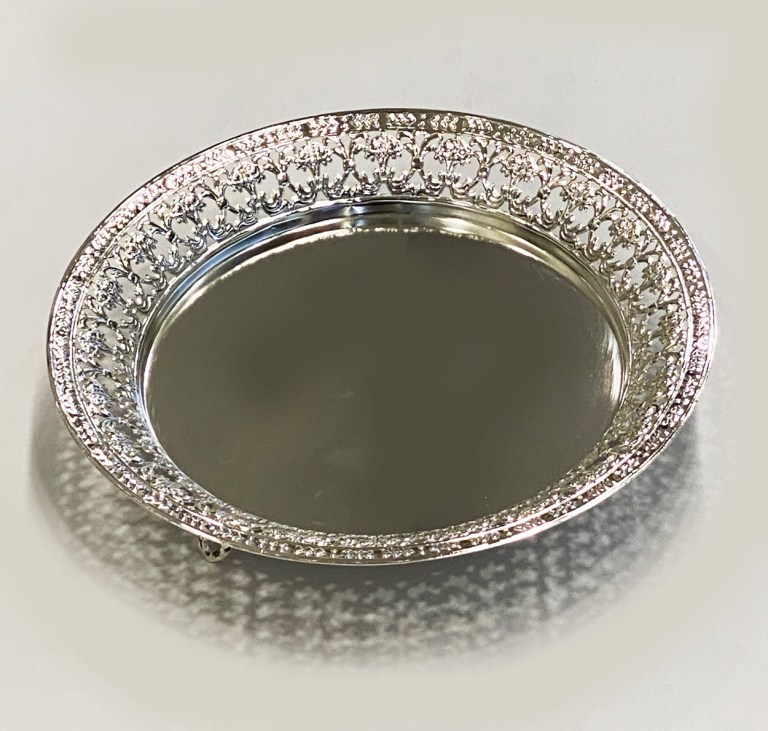 Silver Plated Round Embossed Plate | BELIRAMS SILVER GIFTS