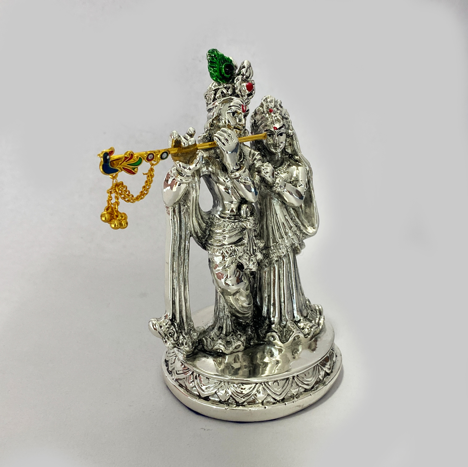 Silver Radha Krishna Gift in Antique Finish. | BELIRAMS SILVER GIFTS