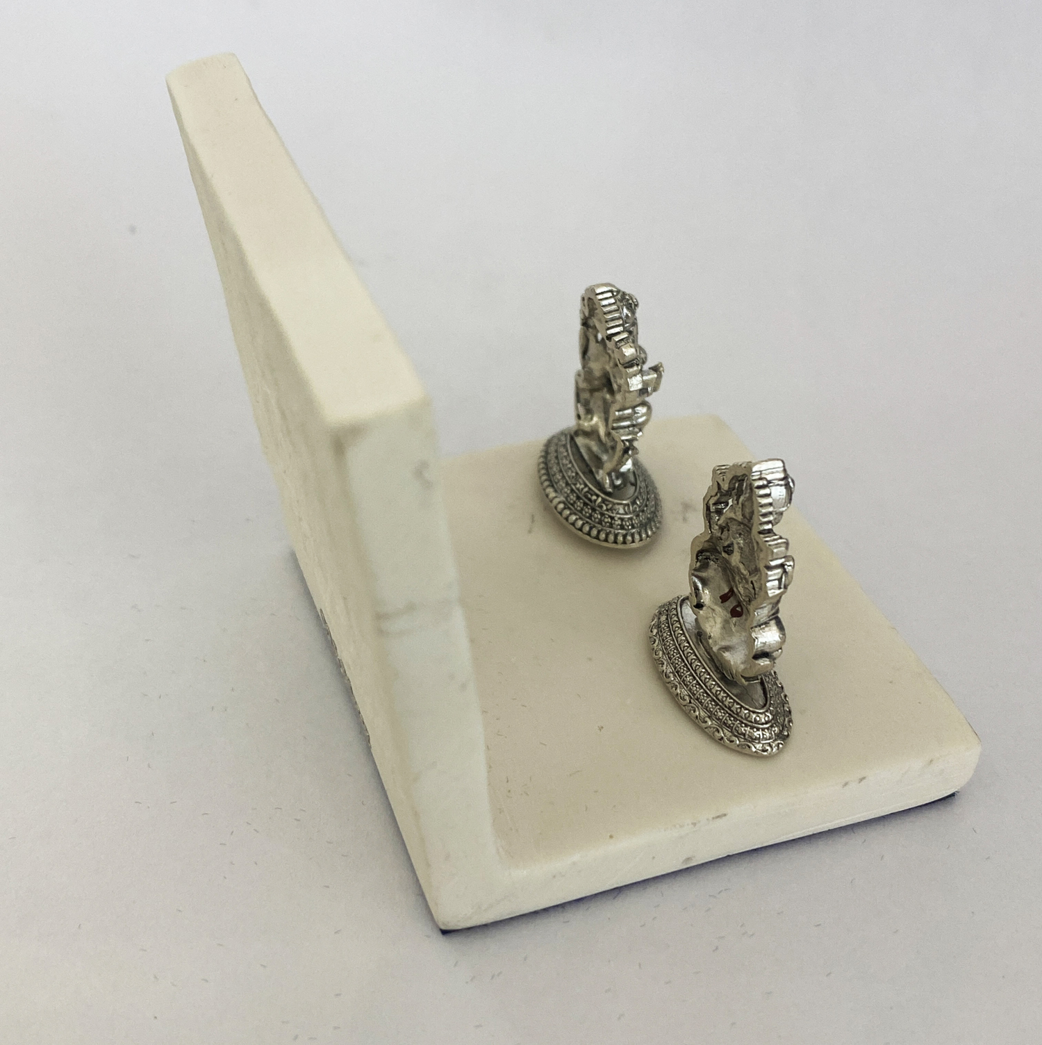 Pure Silver Mini Laxmi Ganesh Marble Base | 25 mm
