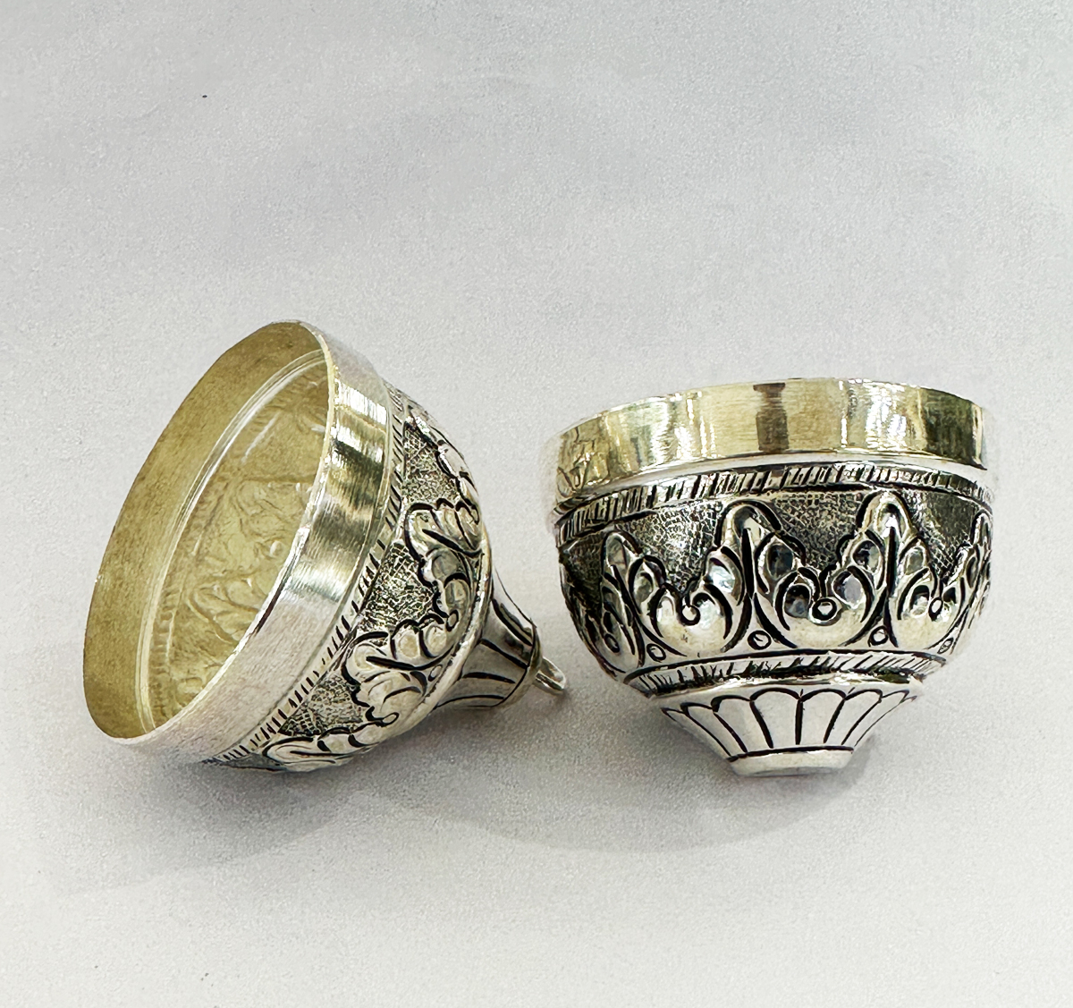 Pure Silver Narial or Coco fine Carved | 3.5" Ht.