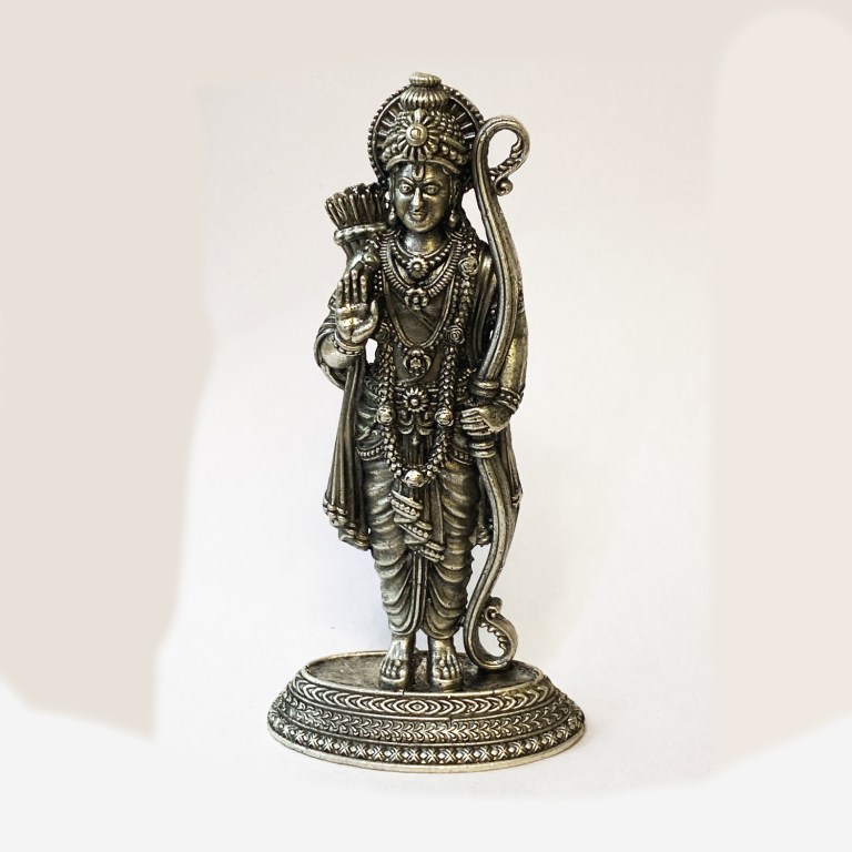 Pure Silver Lord Rama Statue Superfine Details | 90 mm Ht