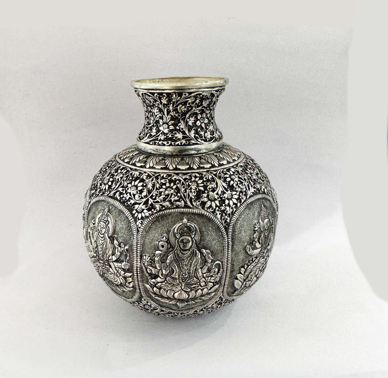 Silver Plated Kalash cum Vase Ashtalakshmi | 1 Inch