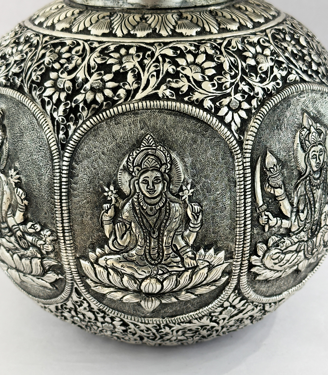 Silver Plated Kalash cum Vase Ashtalakshmi | 1 Inch