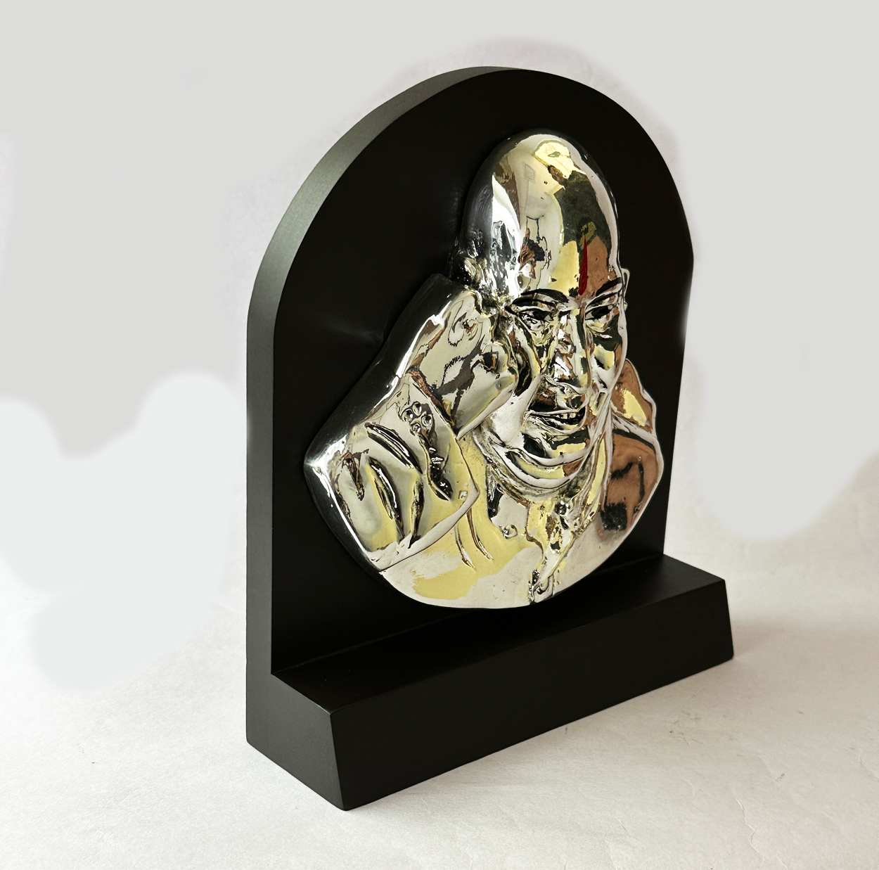 Silver Om Guru Ji Tabletop Plaque high polish | 6.5" ht.