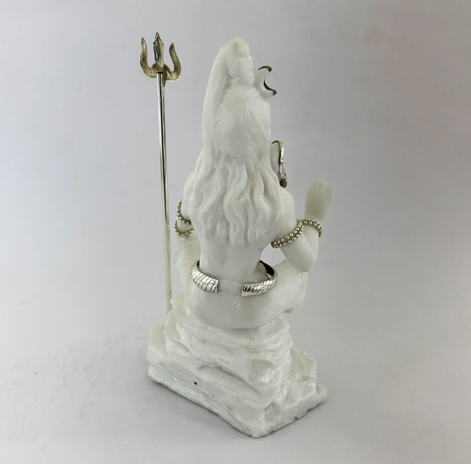 Shiva Statue off white with metal decorations | 9" Height