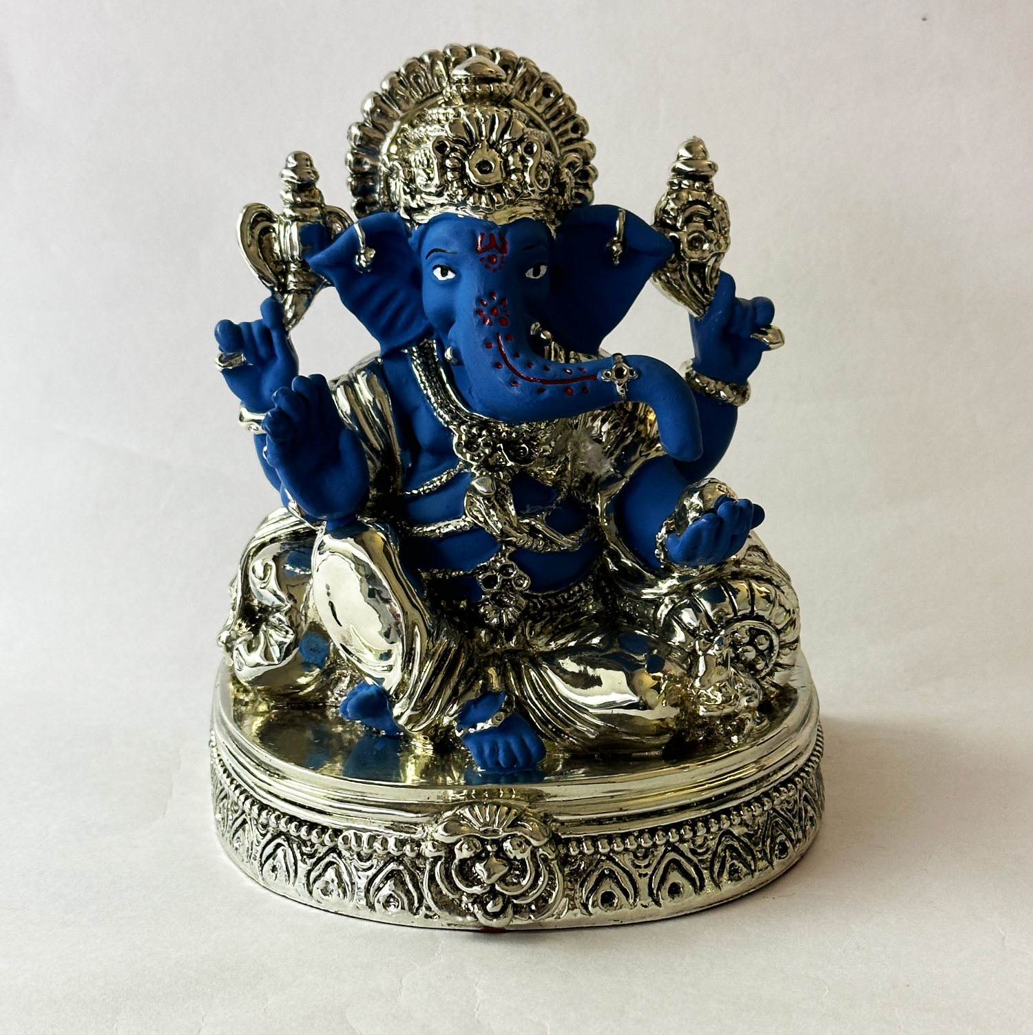 Silver Ganesha on a Semi Round base | 6.5 Inch High – BELIRAMS SILVER GIFTS