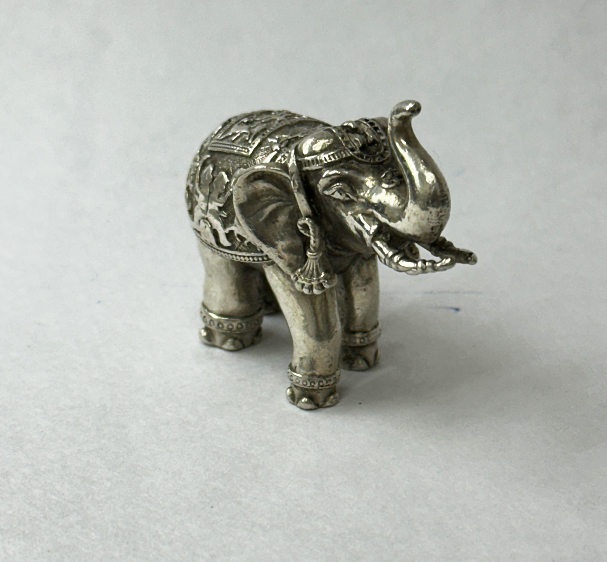 Artistic Pure Solid Silver Elephant for Home | 2.0 Inch Long